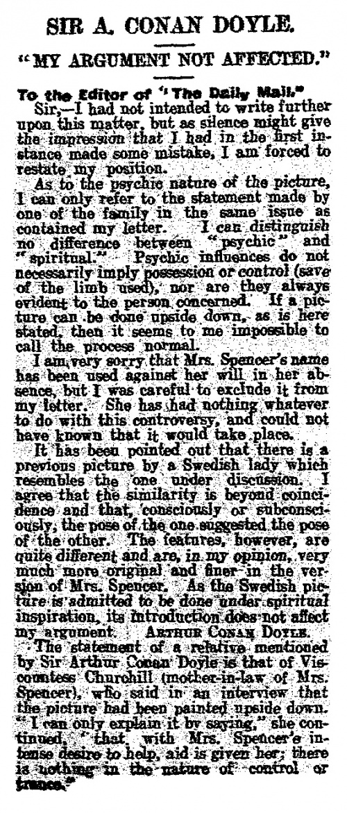 Sir A. Conan Doyle. My Argument Not Affected - The Arthur Conan Doyle ...